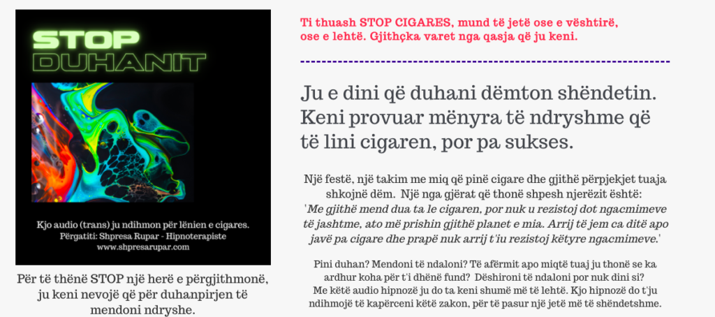 Stop duhanit - Shpresa Rupar